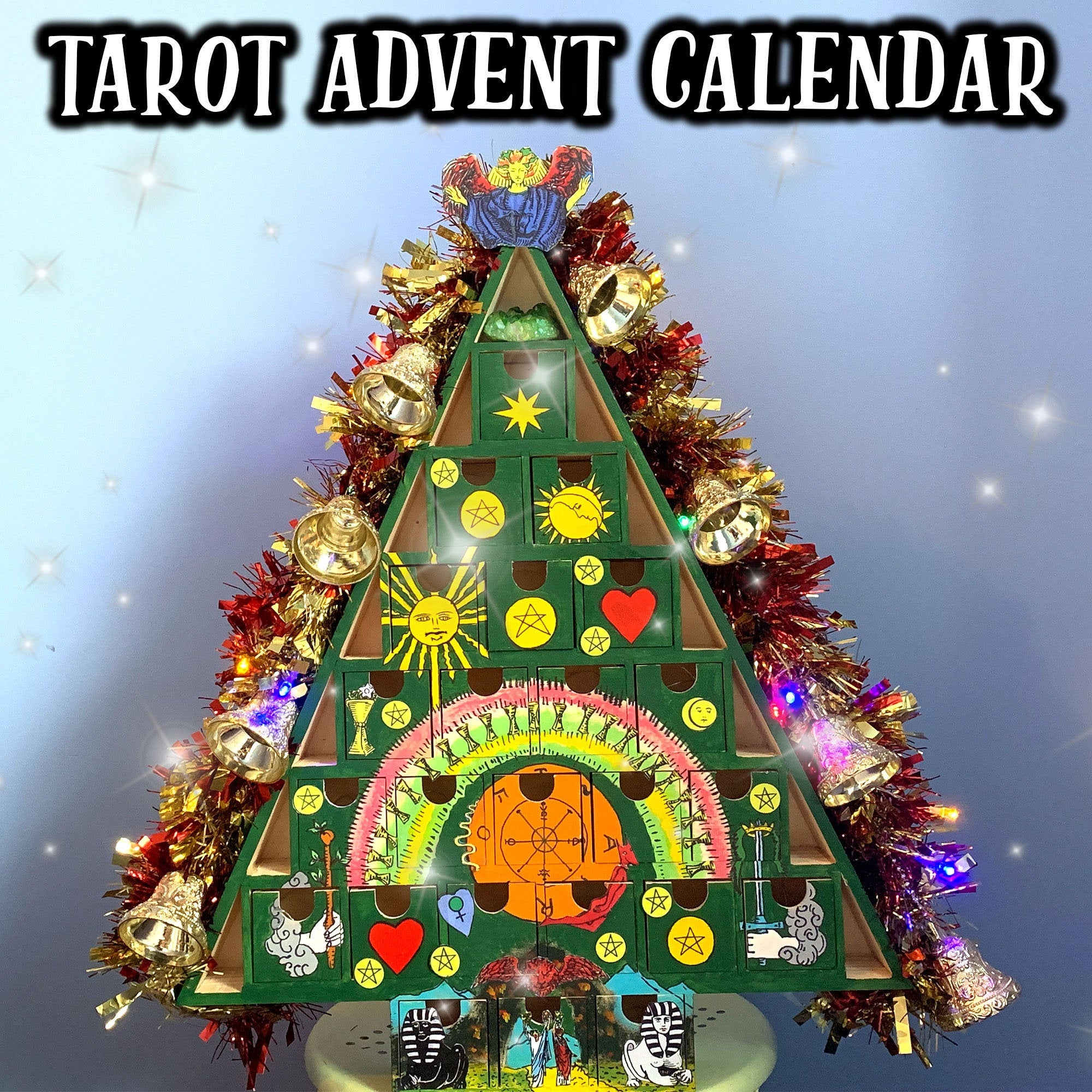 Tarot Advent Calendar Christmas Tree with Affirmation Intention Bracel ...